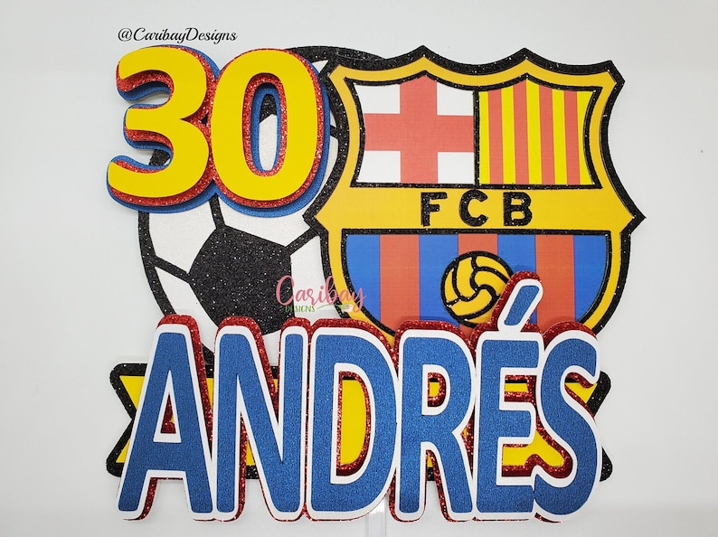Barcelona FC Inspired Cake Topper, Barza Cake Topper, Soccer Cake ...