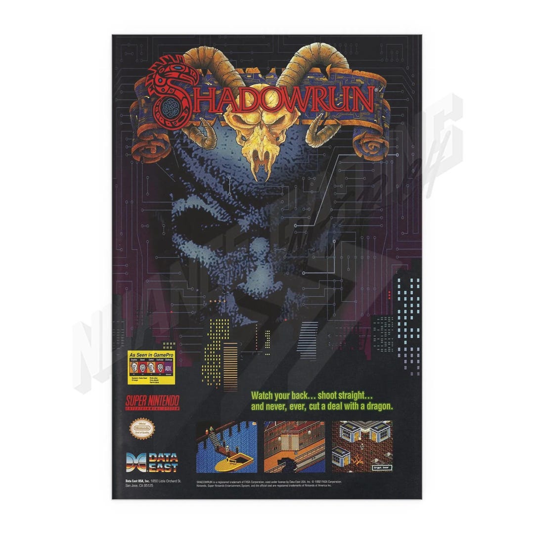 Shadowrun Classic RPG Poster: Retro 80s 90s Gaming Vintage Style Print ...