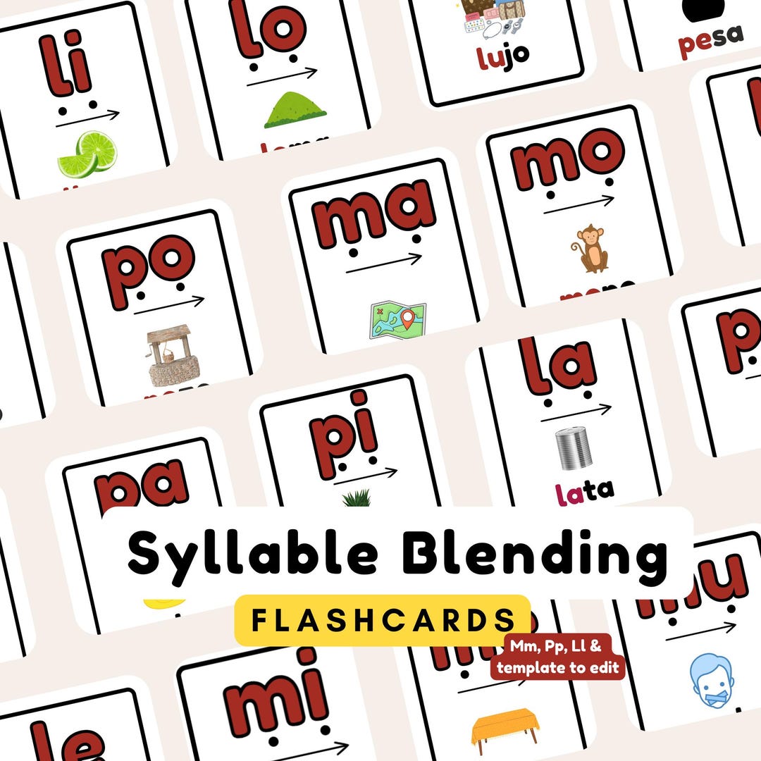 Spanish Learning Flashcards: Blending Syllables With Mm, Pp, & Ll ...