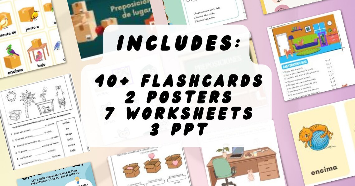 Spanish Prepositions Bundle flashcards, Posters, Worksheets, and ...