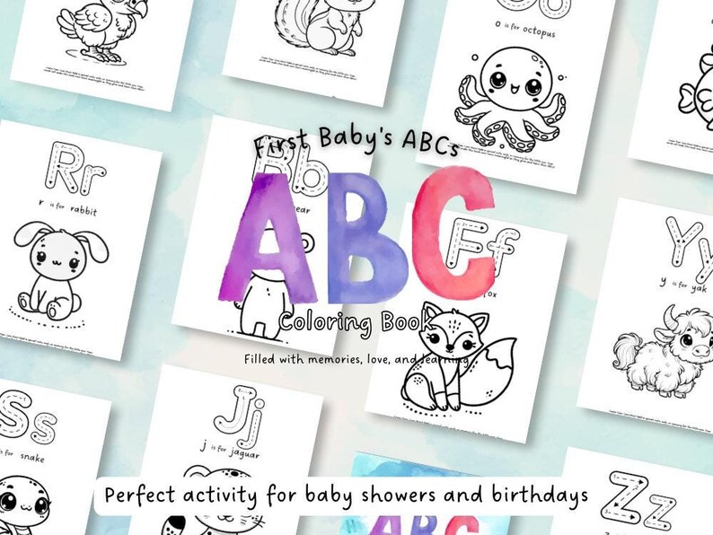 Keepsake Baby Shower ABC Coloring Book Baby Alphabet Coloring Pages ...