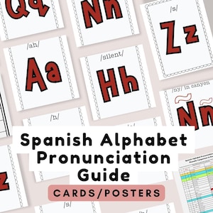 Spanish Alphabet Pronunciation Guide & Cards/posters - Etsy