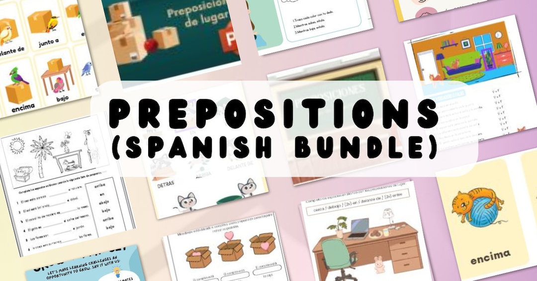 Spanish Prepositions Bundle flashcards, Posters, Worksheets, and ...