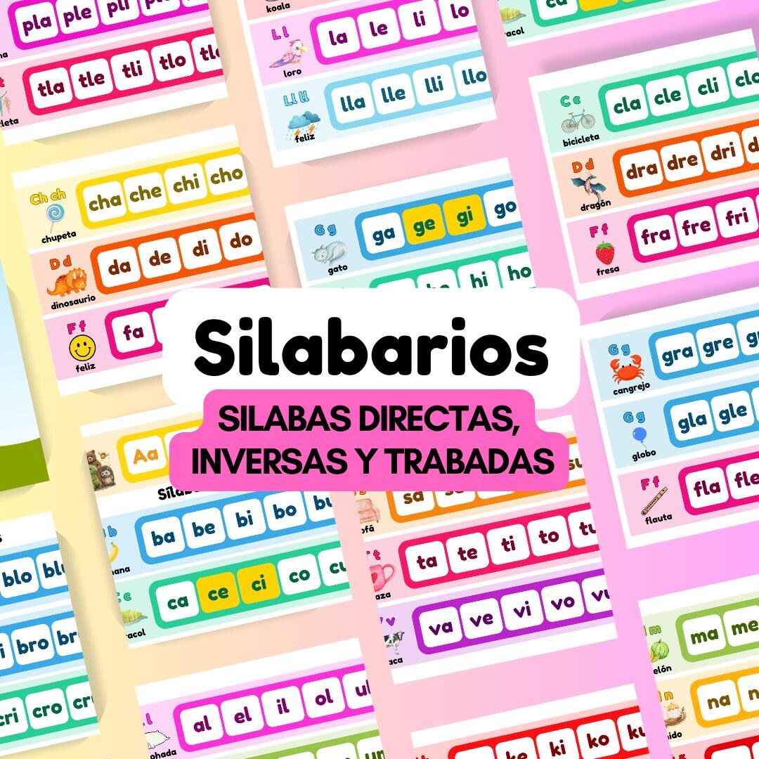 Silabario Completo En Español: Sílabas Directas, Inversas Y Trabadas ...
