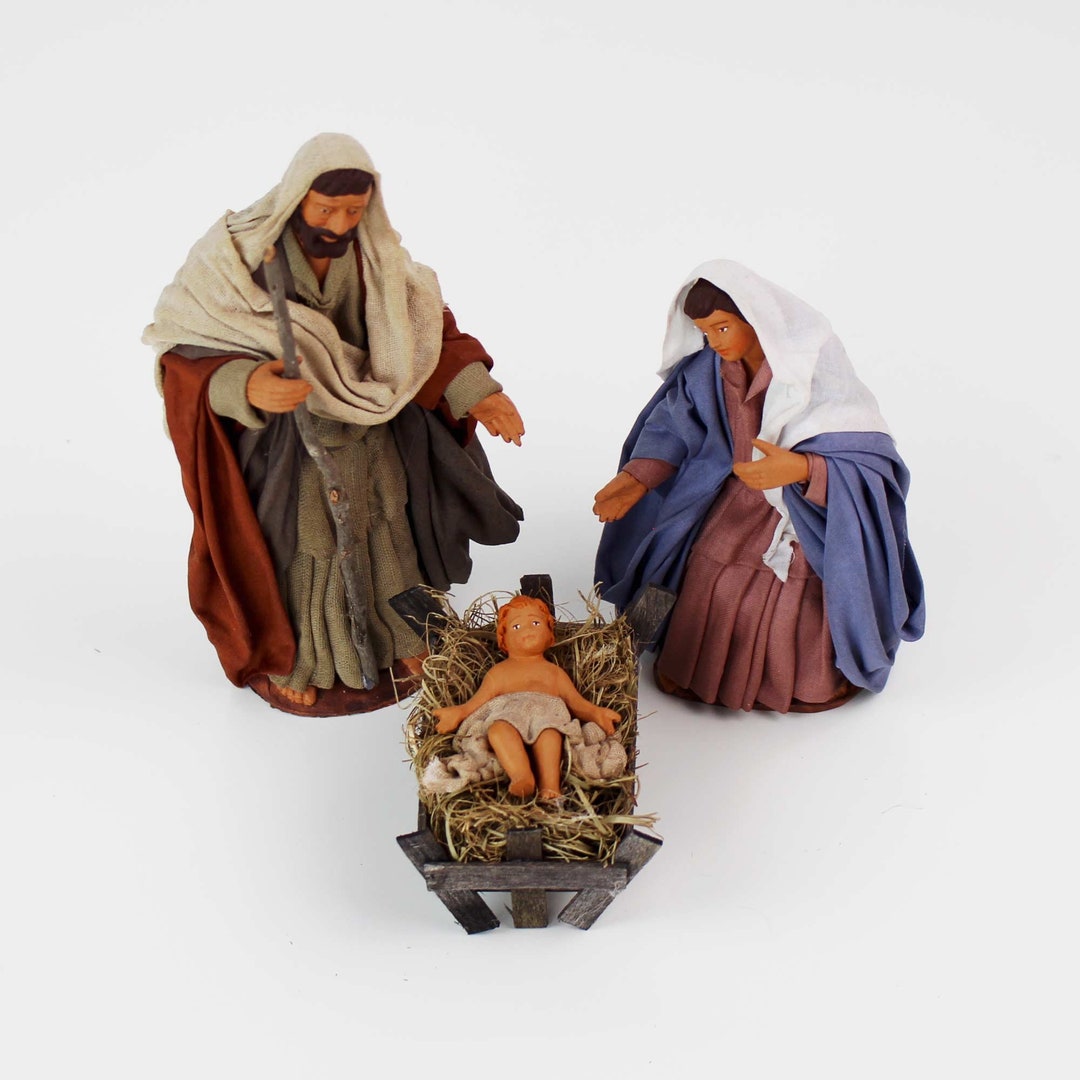 Holy Family 16 Cm - Model 07 - Crib Figures in Clay With Fabric ...