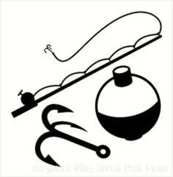 Bobber Hook and Fishing Pole Decal | Etsy