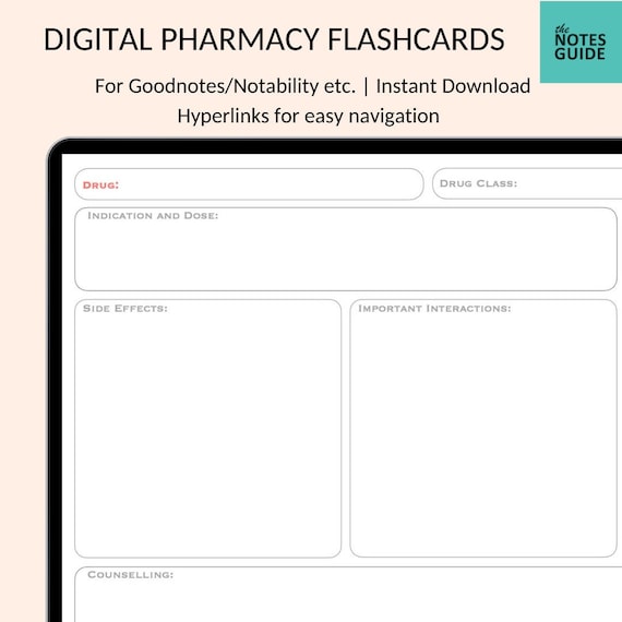 Digital Pharmacy Flashcards for Healthcare Students With | Etsy