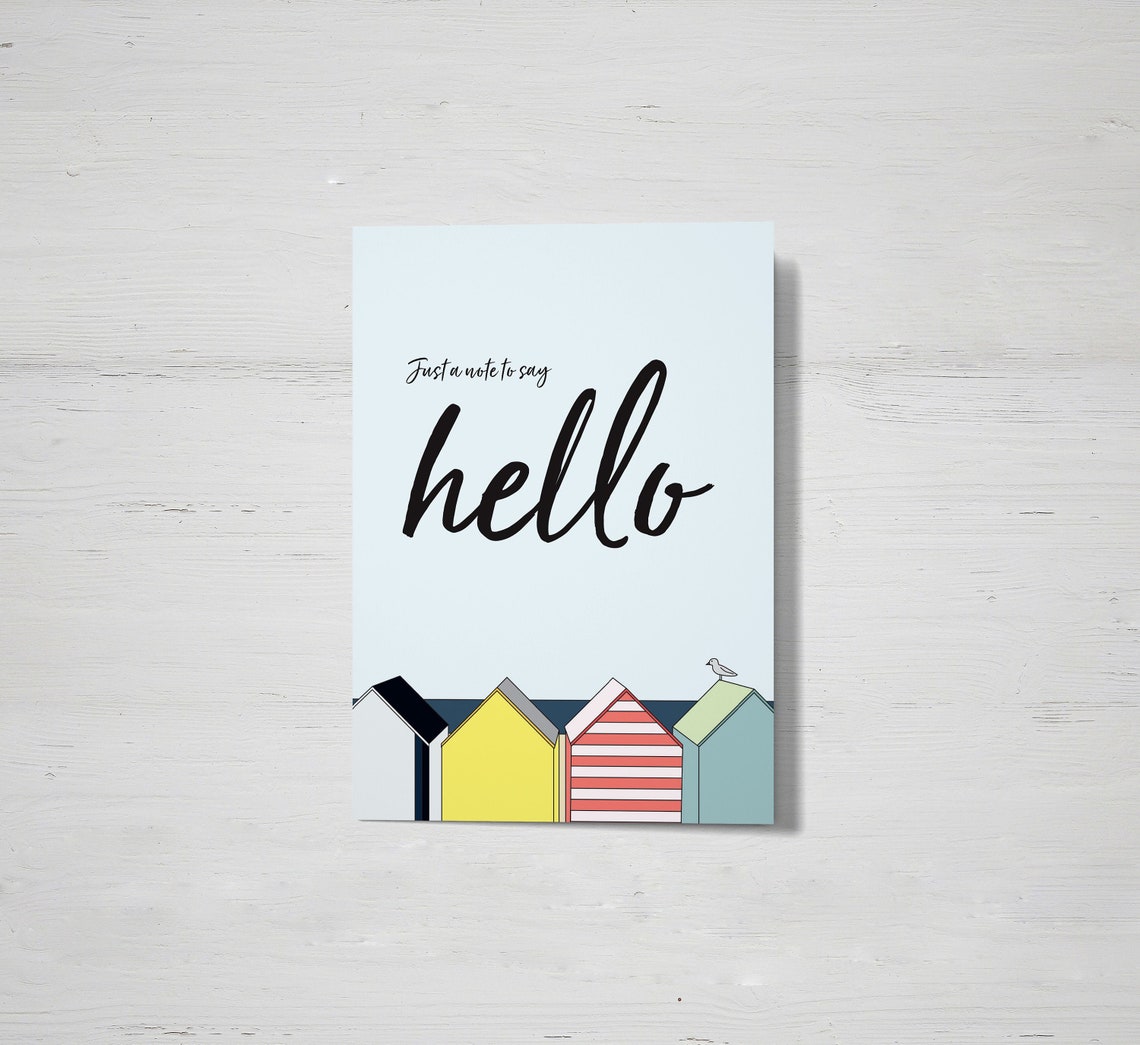 Just a Note to Say Hello Card Hello Card Illustration - Etsy