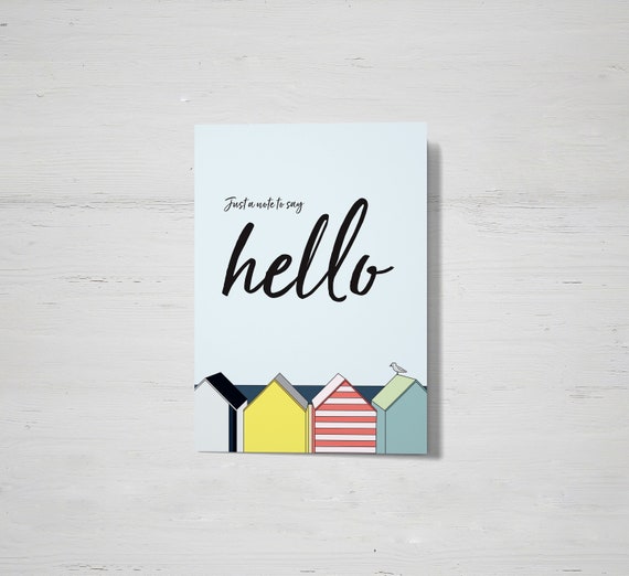 Just a Note to Say Hello Card Hello Card Illustration - Etsy