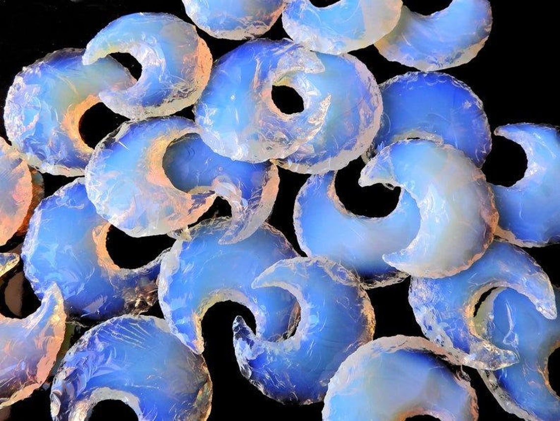 50 Pieces Opal Moonstone Opalite Moonstone Opal Crescent | Etsy