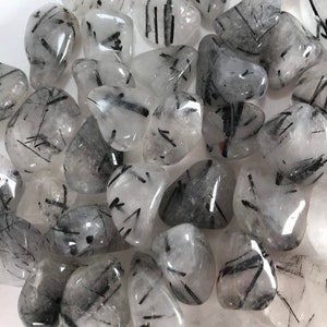 Bulk 2 Lbs Rutilated Quartz Tumbled Stone Black Rutile Crystal Quartz ...