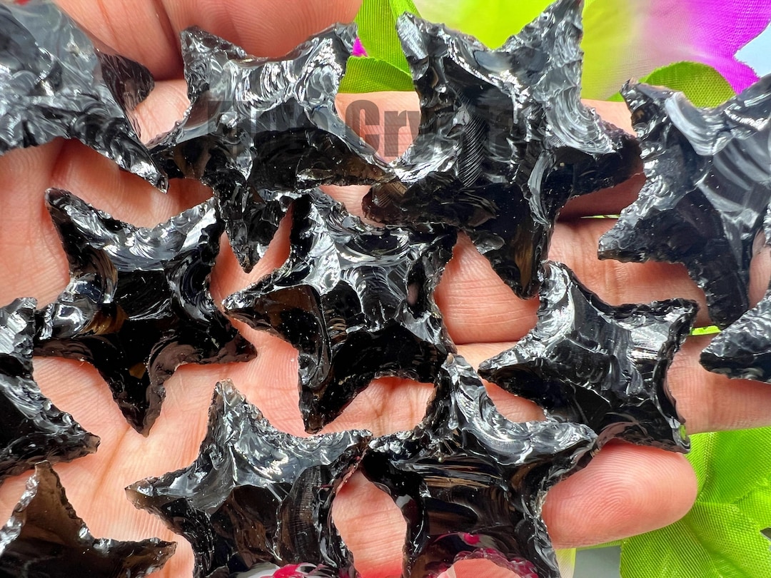 50 Black Obsidian Star Carvings | Crystal Healing Set (25-40MM) - Etsy