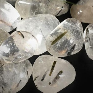 Bulk 2 Lbs Rutilated Quartz Tumbled Stone Black Rutile Crystal Quartz ...