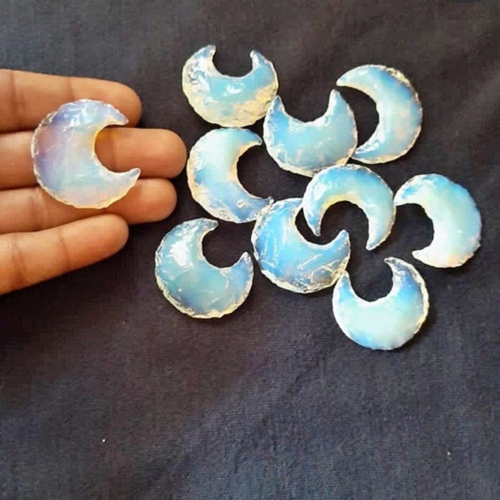 50 Pieces Opal Moonstone Opalite Moonstone Opal Crescent | Etsy