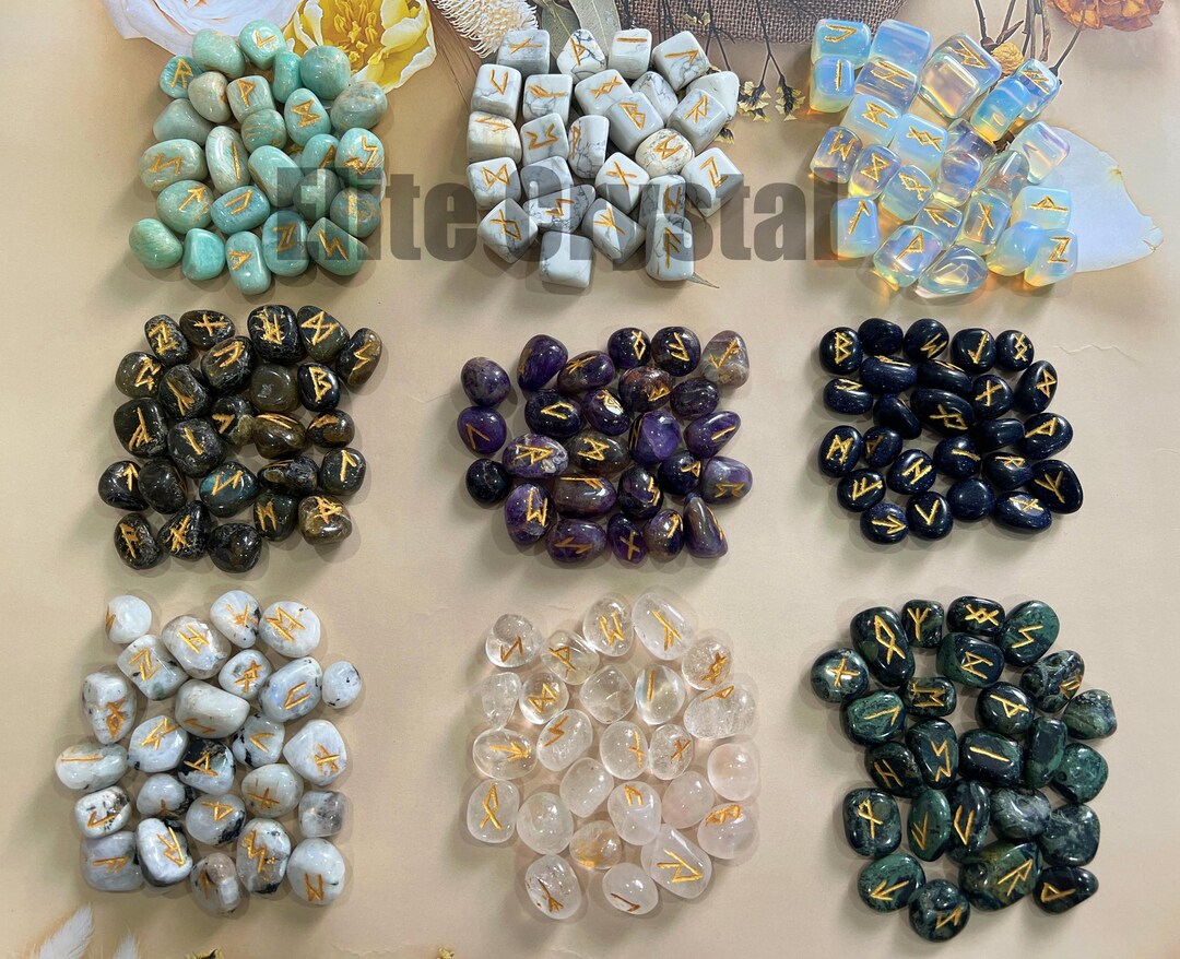 Crystal Rune Set for Divination: Choose Your Stone - Etsy