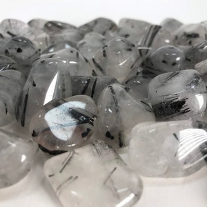 Bulk 2 Lbs Rutilated Quartz Tumbled Stone Black Rutile Crystal Quartz ...