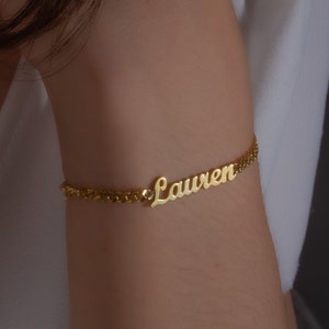 Custom Name Bracelet Bold Curb Chain - Block Name Bracelet ...