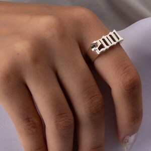 Year Ring , Date Ring , Dainty Number Ring , Date Signet Ring , Old ...