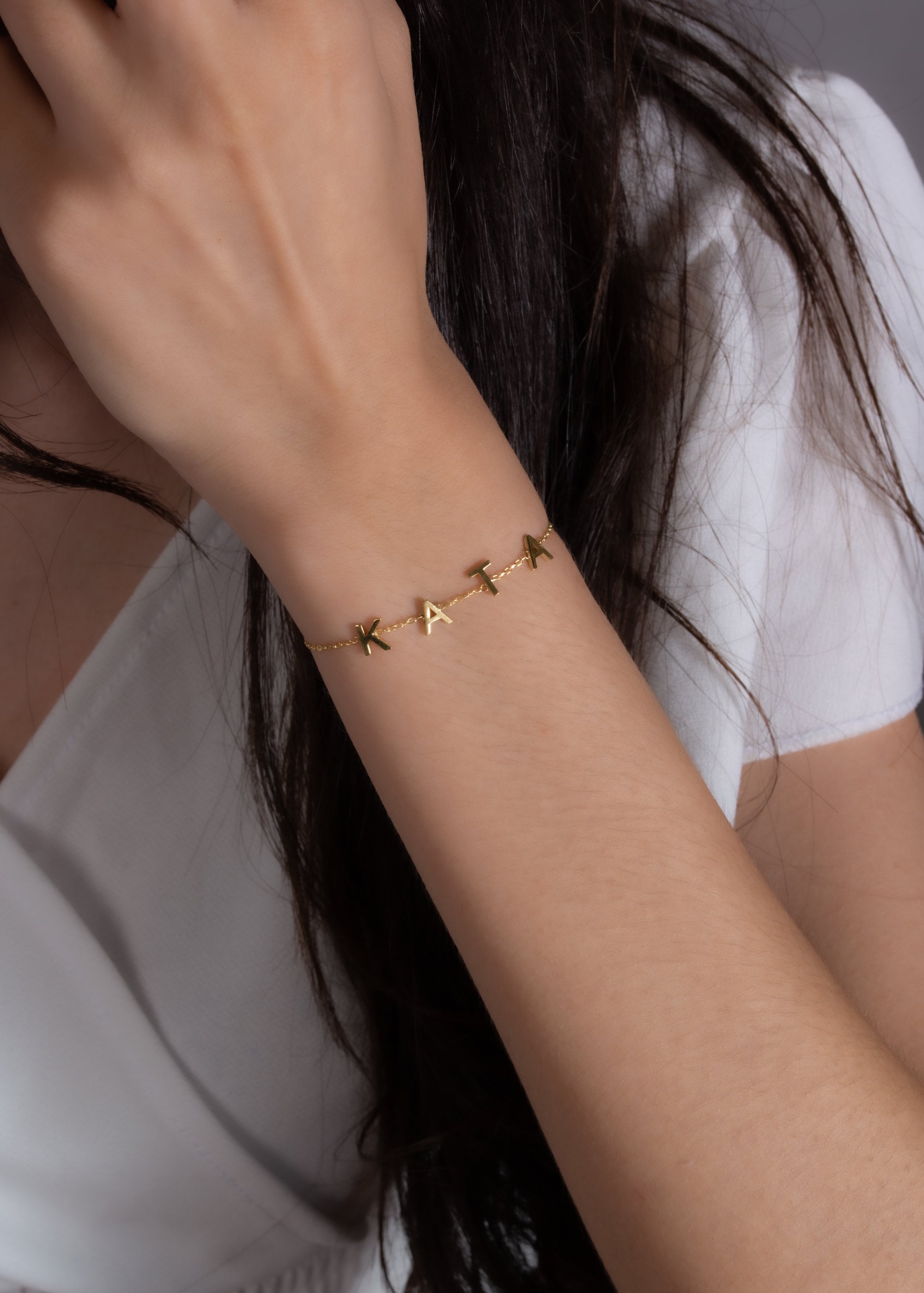Custom Letter Bracelet - Name Initial Bracelet - Personalized Name ...