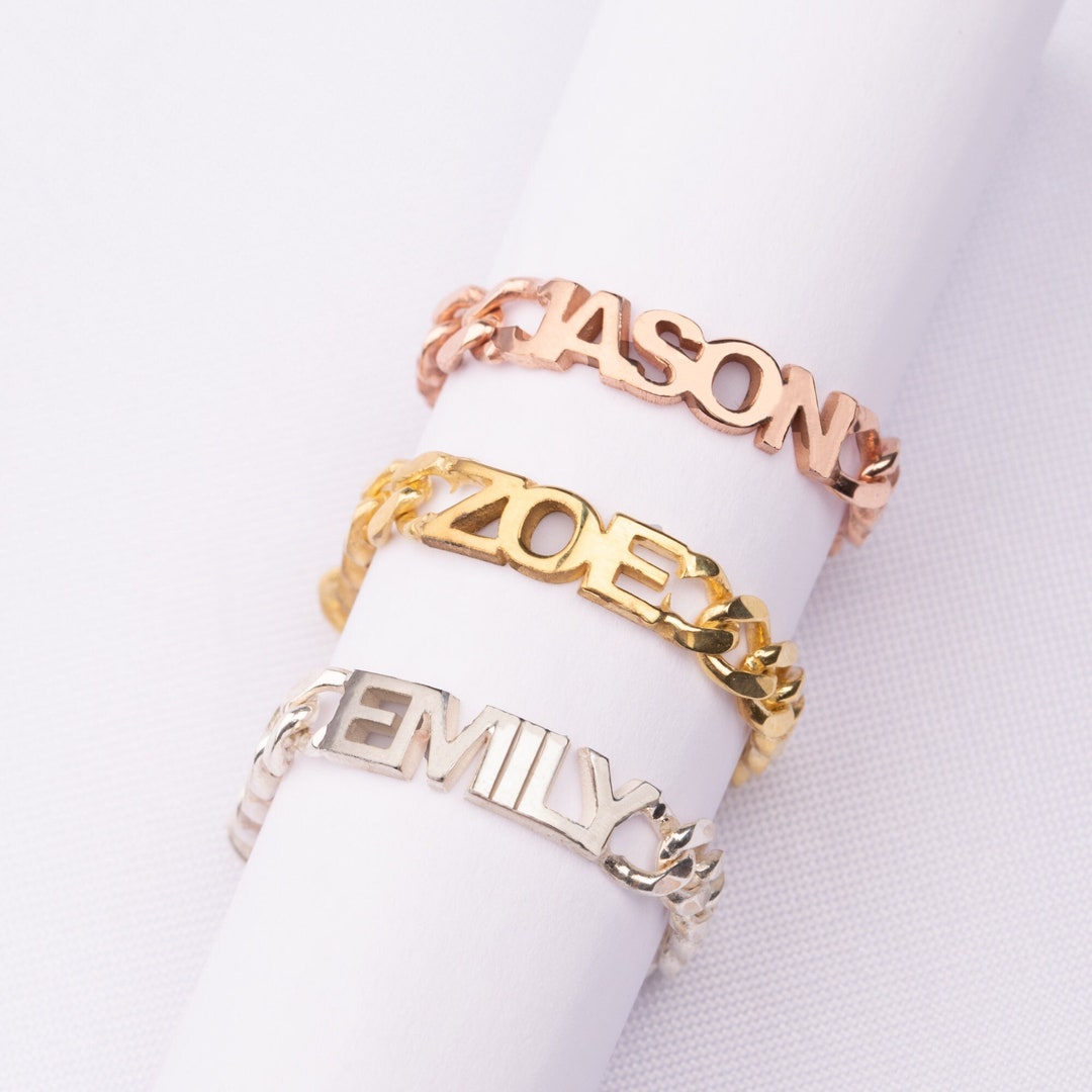 Curb Chain Signet Ring , Gold Pinky Signet Ring , Curb Chain Name Ring ...