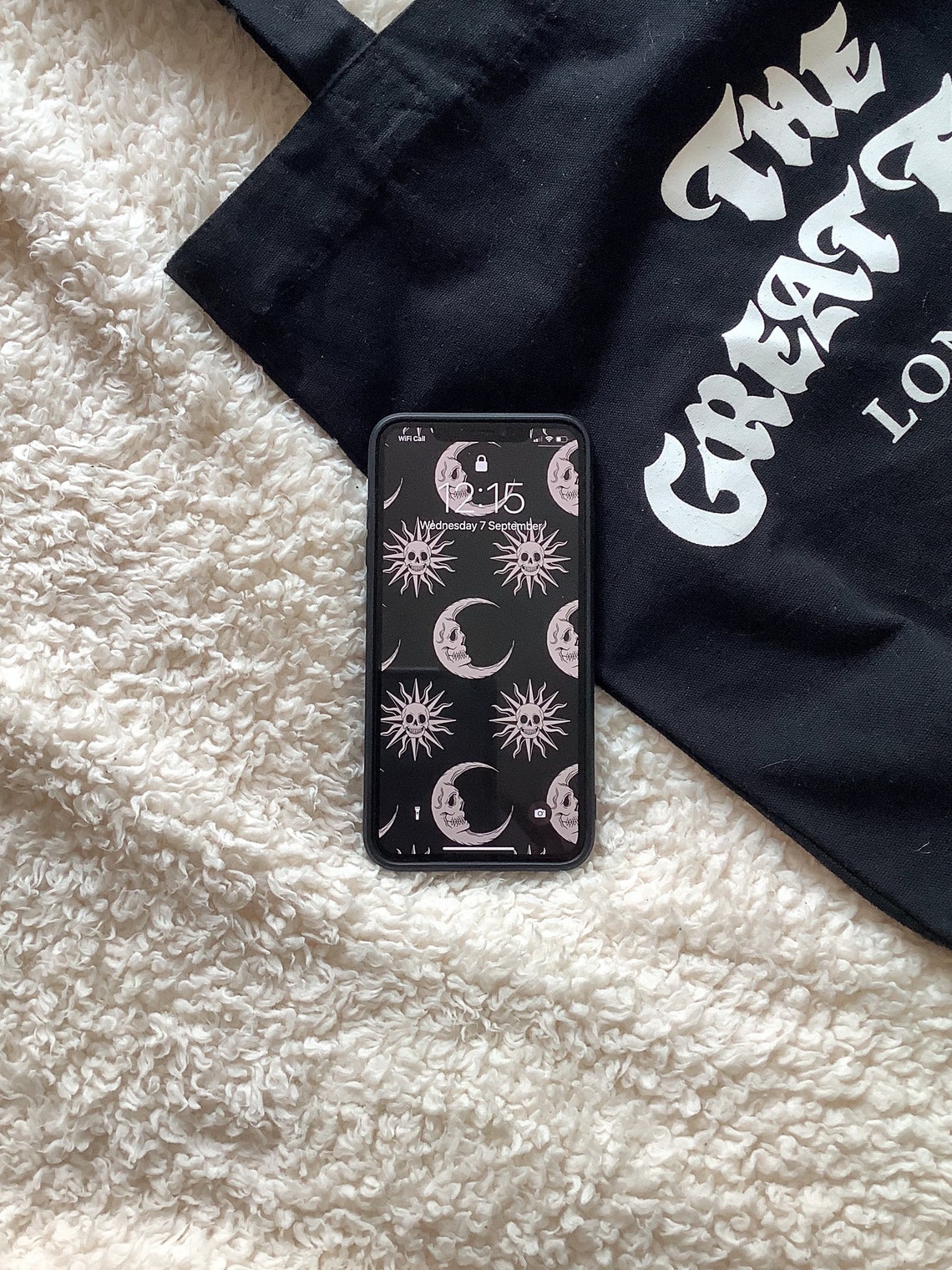 Sun and Moon Skull Phone Wallpaper X3 | Background Lock Screen Black ...