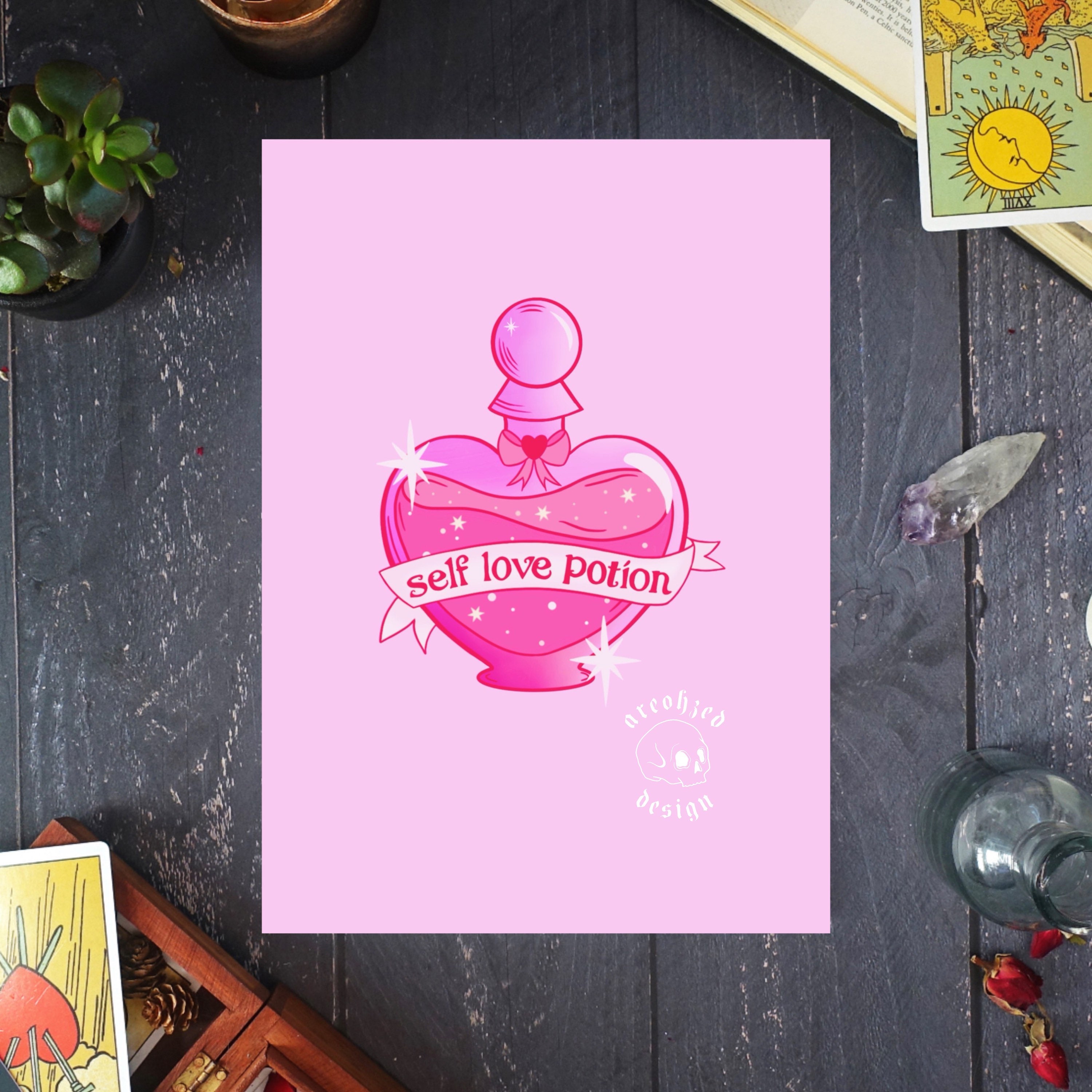 Self Love Potion Bottle A5 A4 Art Print Illustration Kawaii | Etsy