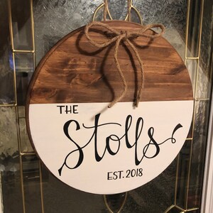 Personalized Last Name Wooden Circle Sign Custom Family Sign Last Name ...