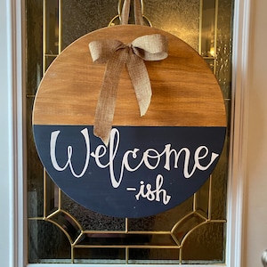 Welcome-ish Wooden Front Door Sign - Etsy