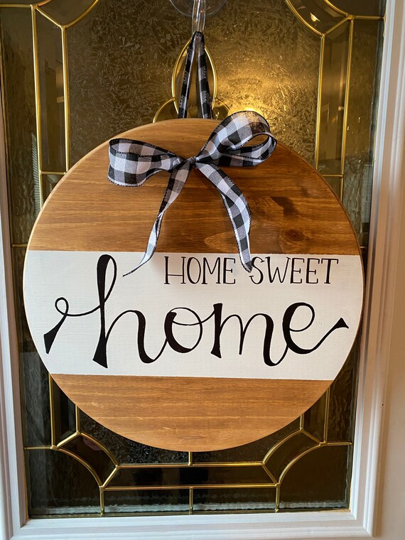 Home Sweet Home Wooden Circle Front Door Sign Wedding Gift - Etsy
