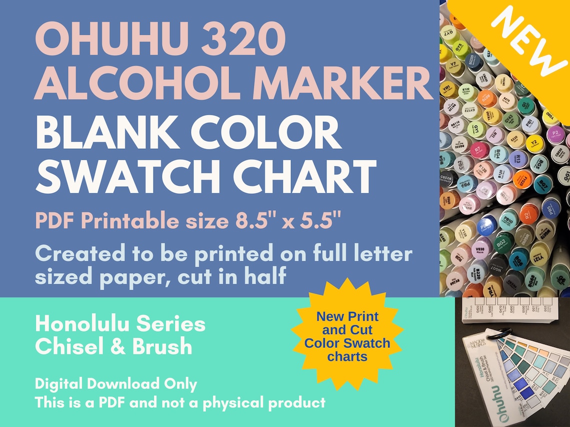 Blank Color Swatch Chart for Ohuhu 320 Honolulu Alcohol - Etsy