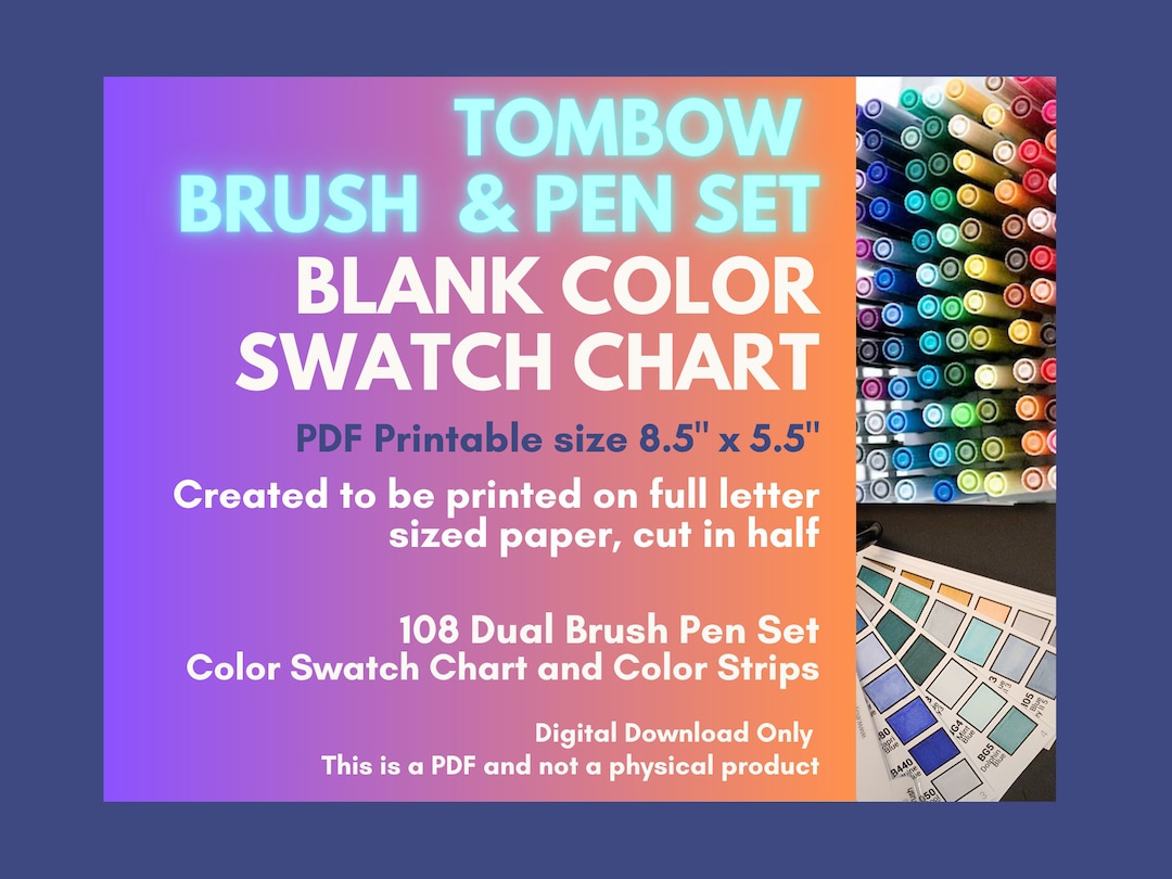 Tombow 108 Set Dual Tip Brush & Pen Marker Colorchart - Etsy