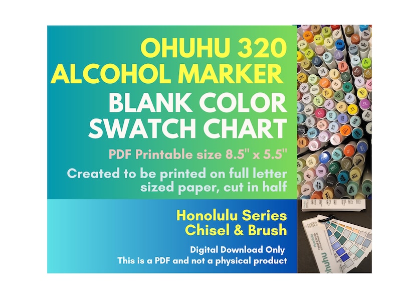 Blank Color Swatch Chart for Ohuhu 320 Honolulu Alcohol Marker Set ...