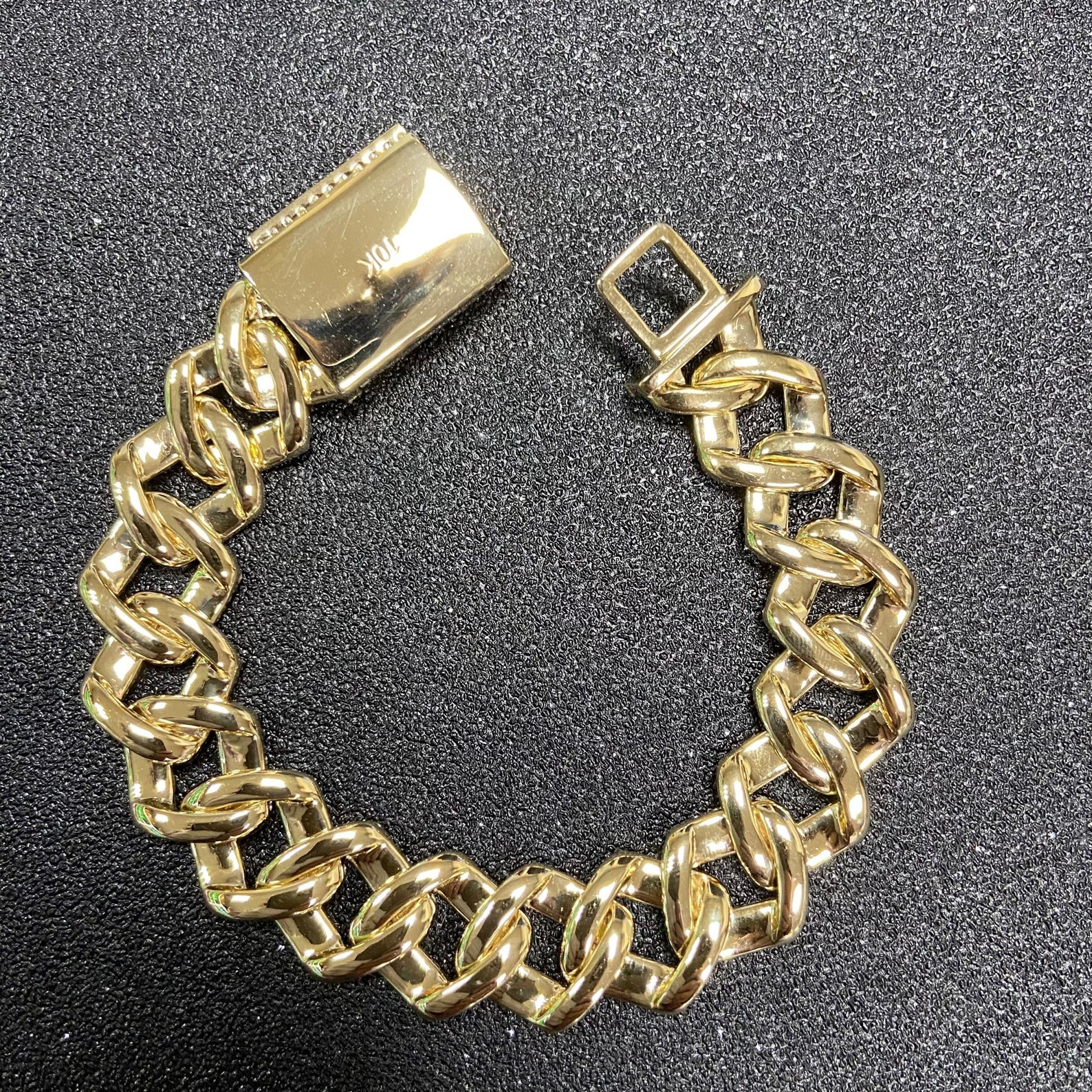 15mm Prong Moissanite Vvs 10k Solid Gold Cuban Link Bracelet Etsy