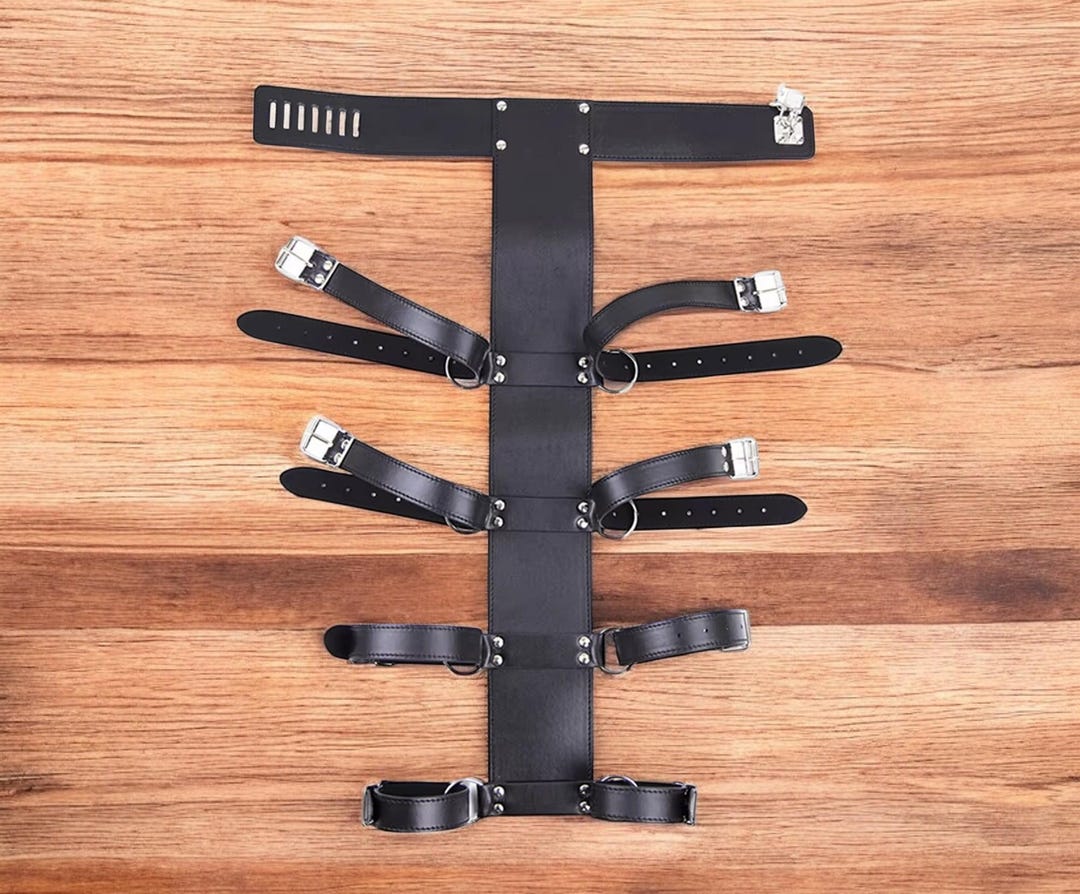 Bdsm Bondage Black Belt Full Body Leather Restraint Straps Hand Behind ...