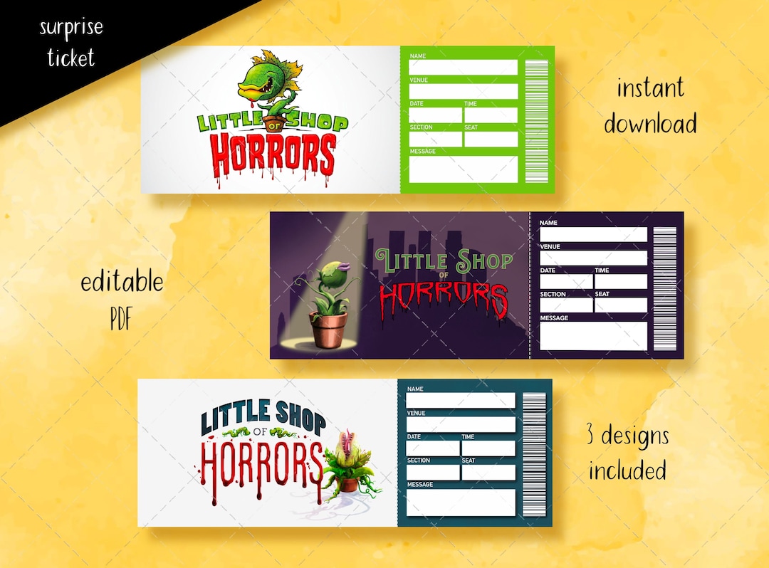 Printable Little SHOP of Horrors Ticket, Editable Broadway Surprise ...