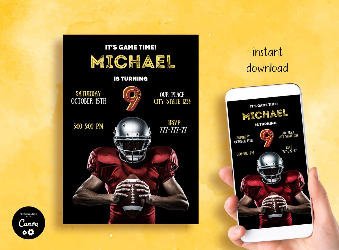 Football Birthday Invitation, Football Party Invite ,sports Party ...