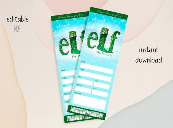 Printable Elf Ticket Musical Ticket Editable Musical - Etsy