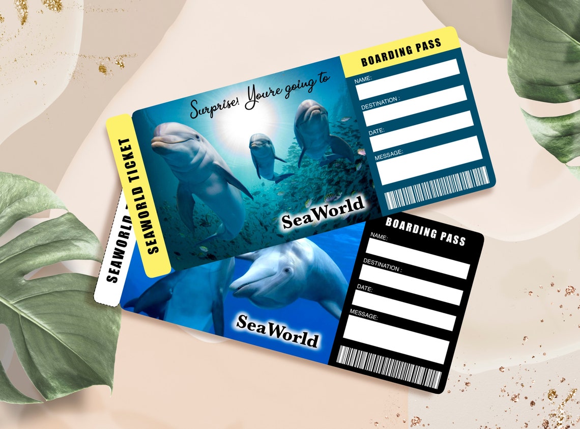 Seaworld Tickets, Printable Seaworld Ticket, Surprise Seaworld Vacation ...
