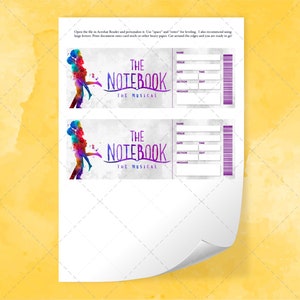 Printable the Notebook Broadway Surprise Ticket, Birthday Event Surprise, Musical Collectible ...