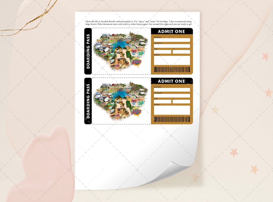 UNIVERSAL STUDIOS Surprise Printable Trip Ticket, Universal Gift Ticket ...