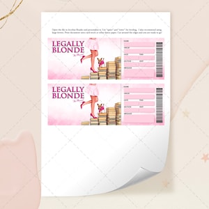 Printable LEGALLY BLONDE Ticket, Editable Broadway Surprise Musical ...