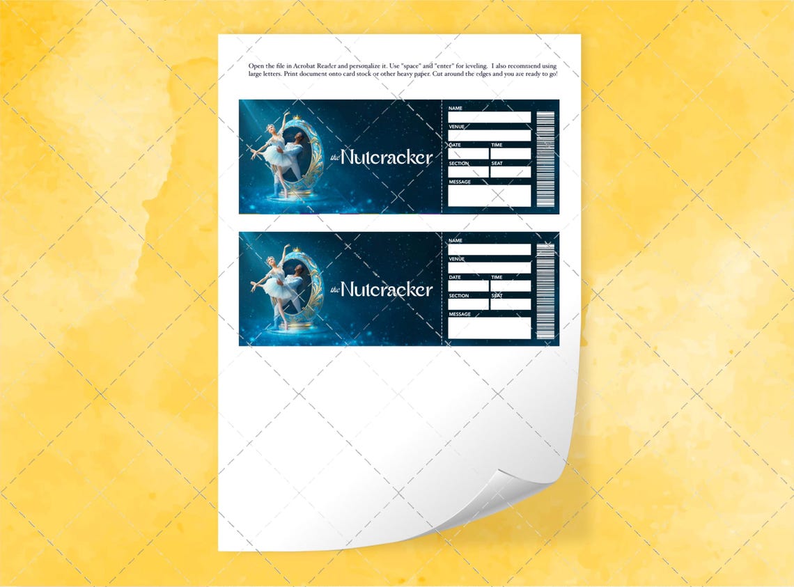 Printable the Nutcracker Ticket, Ballet Surprise Ticket - Etsy