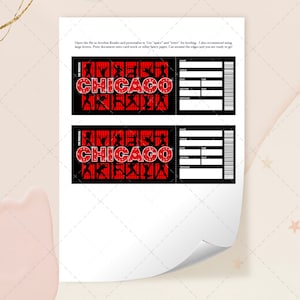 Printable Chicago Ticket, Editable Broadway Ticket, Event Surprise Gift ...