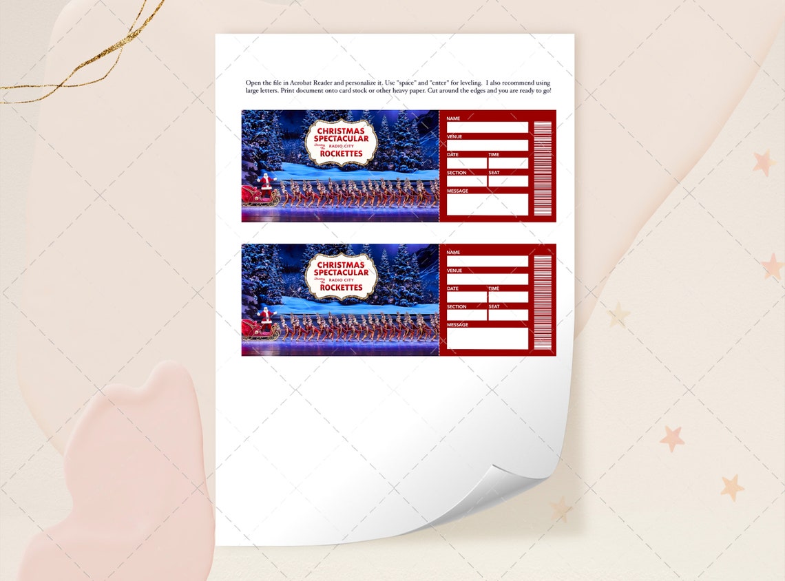 Printable Christmas Spectacular Ticket, Musical Ticket, Editable ...