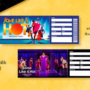 Printable Some Like It Hot Musical Ticket, Editable Broadway Surprise ...