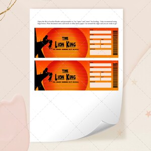 Printable Lion King Ticket, Editable Broadway Surprise Musical Theatre ...