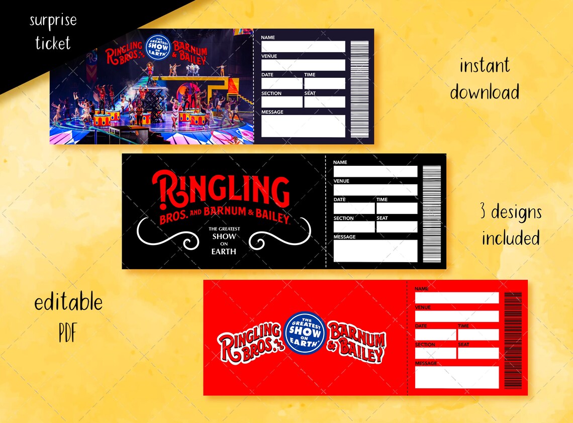Printable RINGLING Brothers Ticket, Greatest Show on Earth, Surprise ...