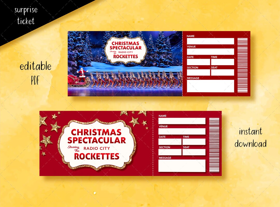 Printable Christmas Spectacular Ticket, Musical Ticket, Editable ...