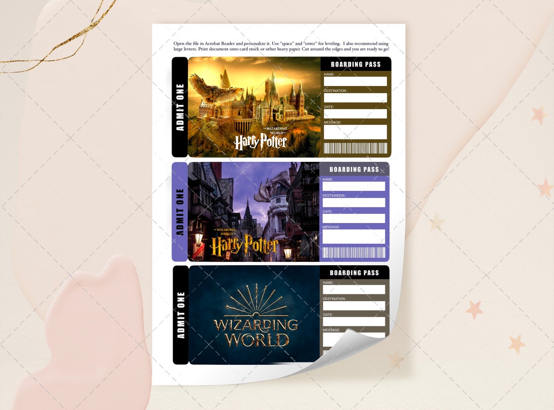 Printable Universal Studios Surprise Trip Ticket, Printable Gift ...