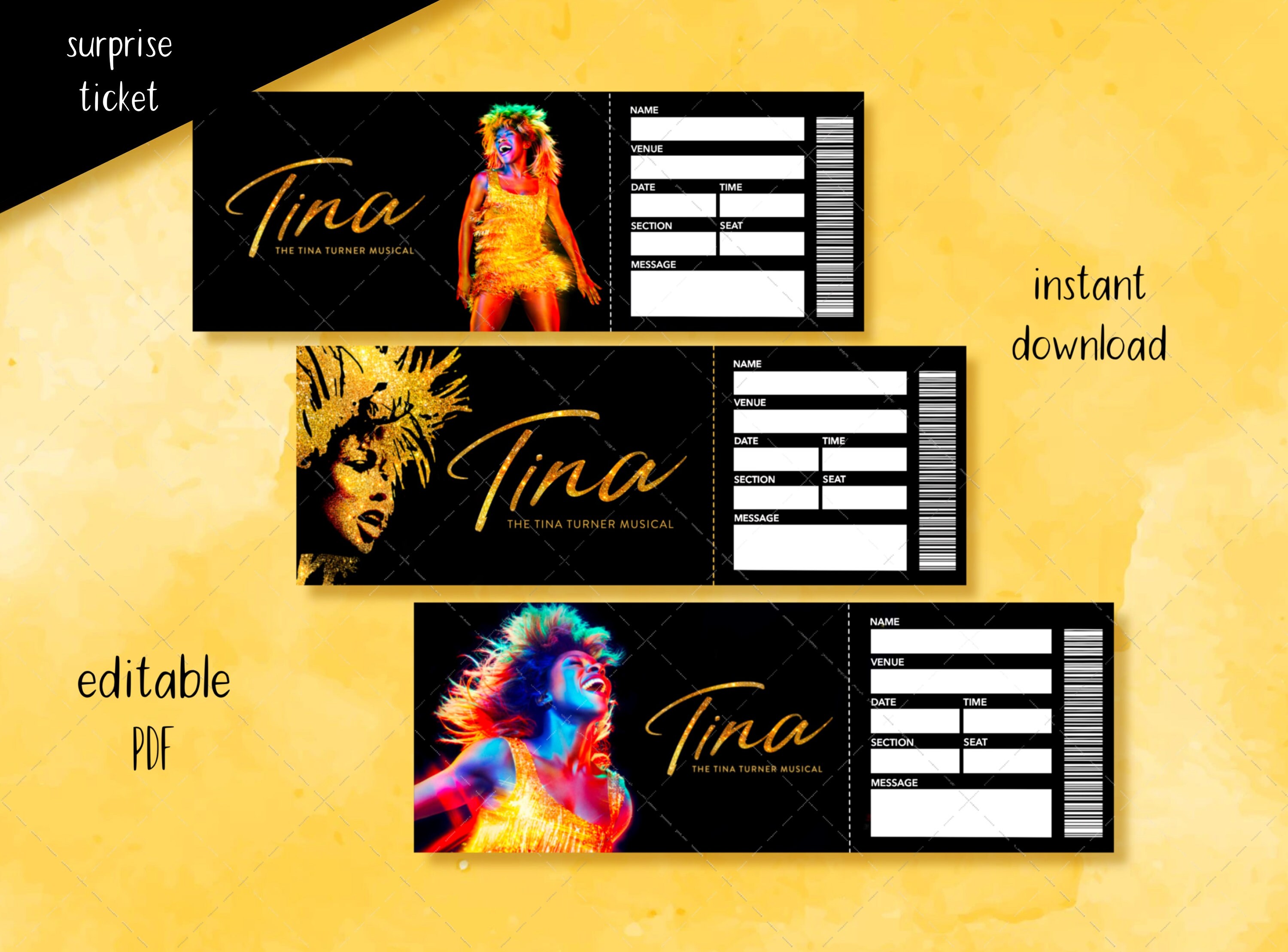 TINA Printable Broadway Surprise Ticket, TINA the Musical Collectible ...